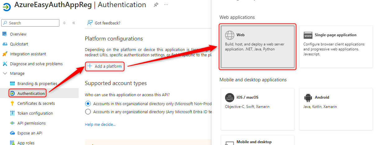 How to setup Authentication (Easy Auth) using Entra in Azure App Services – Icefire's Notebook