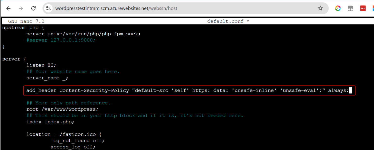 How to Add Custom Headers (Like Content-Security-Policy) in Azure App Service for WordPress ...